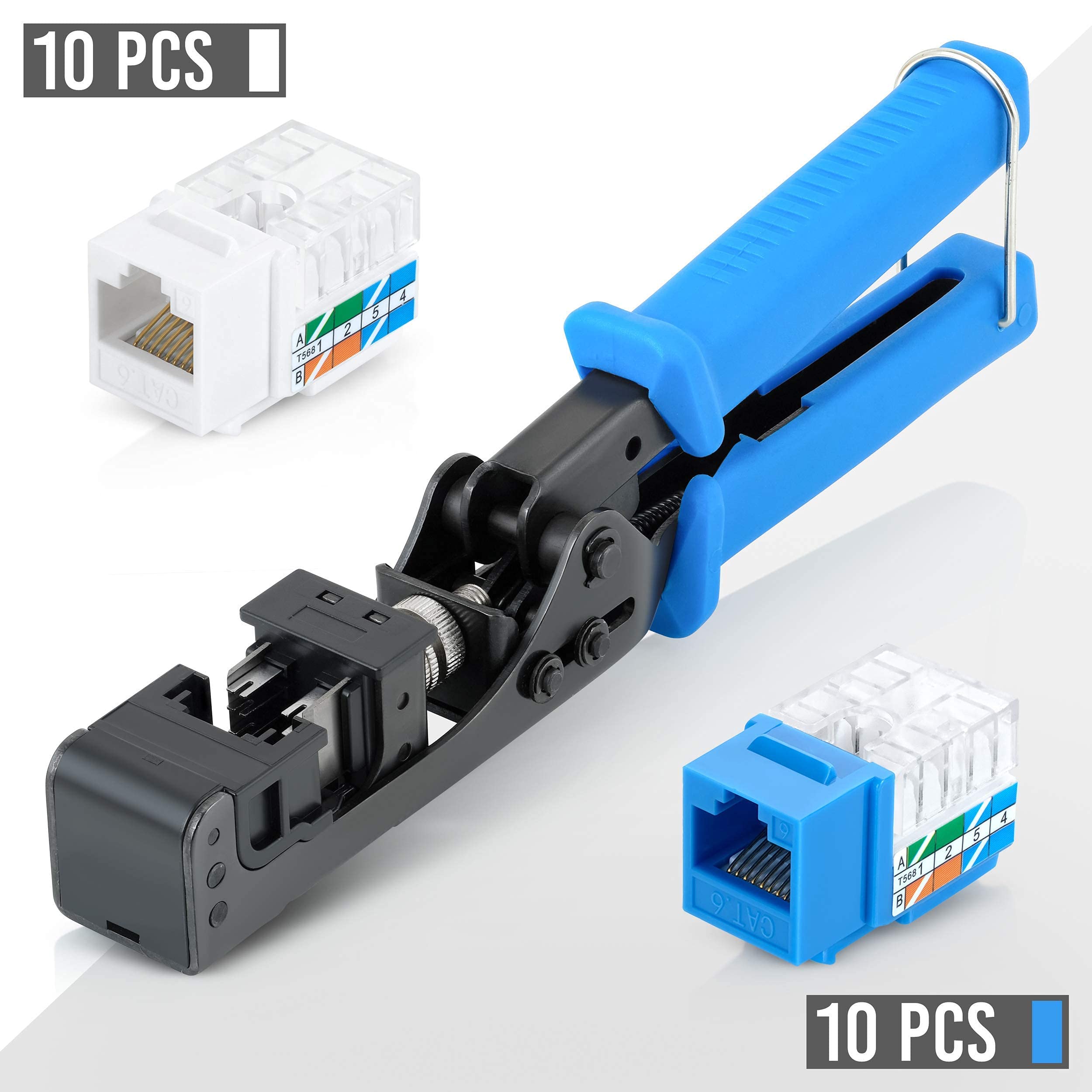 GTZ Bundle β 2 Items: Speed Termination Tool with 20 Pack of RJ45 Keystone Jacks + 200 Pack of Cat6 Pass Through Connectors