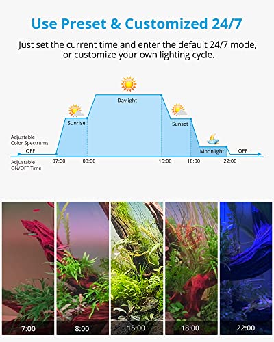 NICREW RGB+W 24/7 LED Aquarium Light with Remote Controller, Full Spectrum Fish Tank Light for Planted Freshwater Tanks, Planted Aquarium Light with Extendable Brackets to 18-24 Inches, 17 Watts