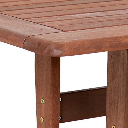 Sunnydaze 7-Piece Meranti Wood with Teak Oil Finish Long Patio Dining Table and Chairs Set - Modern Comfortable Outdoor Dining - Patio, Deck, Front Porch, Poolside or Balcony