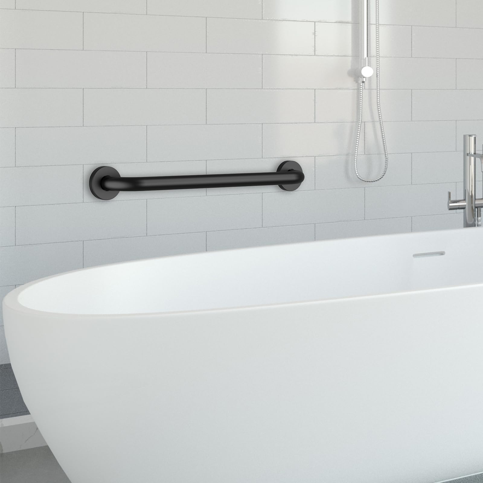 12 Inch Grab Bars for Bathtubs and Showers Black, Safety Shower Grab Bars for Seniors Elderly Handicapped, Handicap Grab Bars for Shower with Concealed Screws, Tesuchan