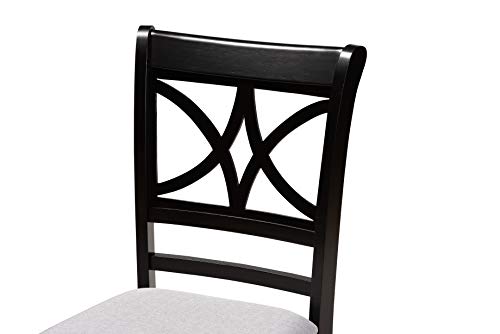 Baxton Studio Clarke Dining Chair Set and Dining Chair Set Grey Fabric Upholstered and Espresso Brown Finished Wood 4-Piece Dining Chair Set