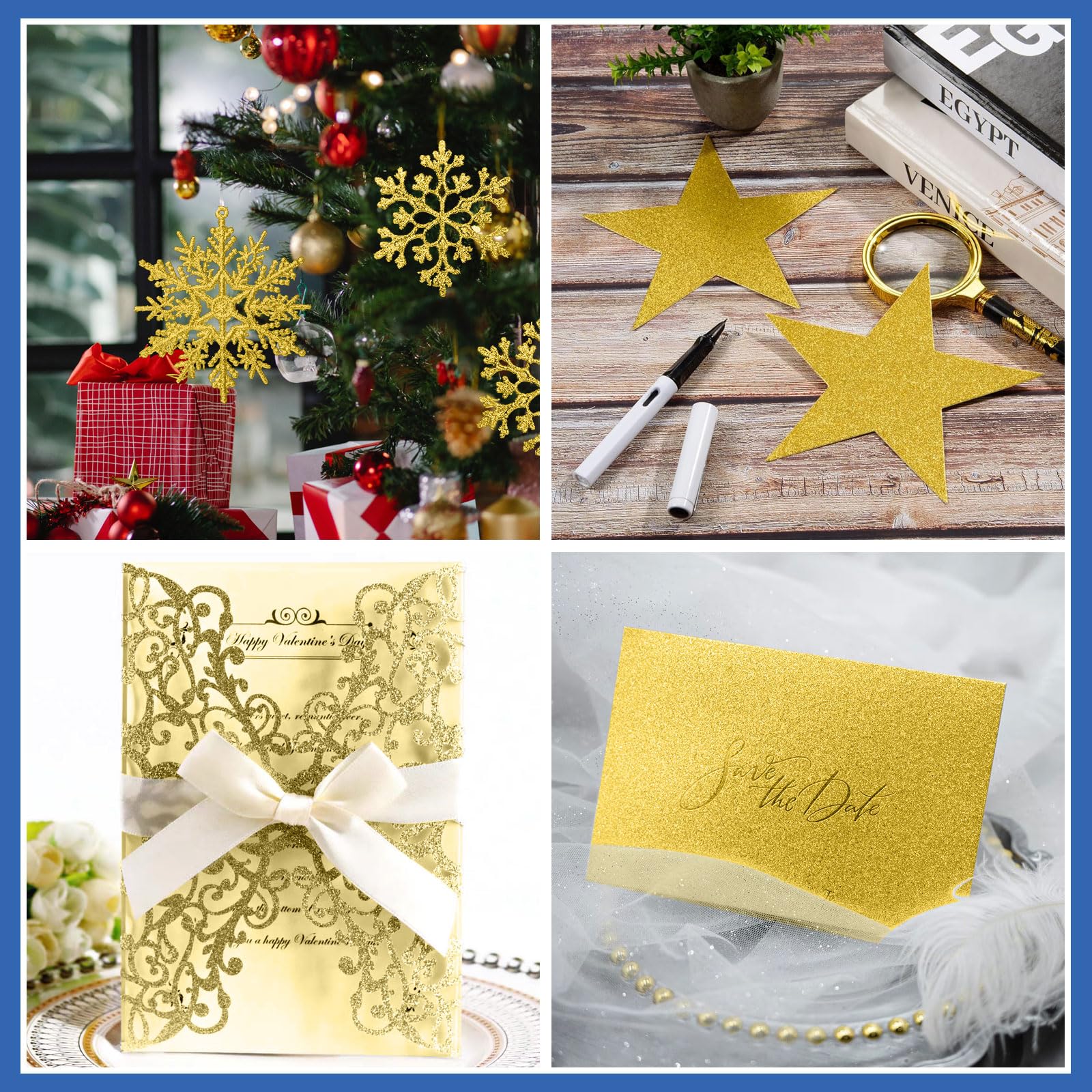 120 Sheets Gold Glitter Cardstock- One-sided- Non-Adhesive-8.5 x 11 Inches, Premium Glittery Sheets for DIY Crafts, Art Projects, Party Decor, Gift Box Wrapping - Gold Sparkling Paper | 250GSM