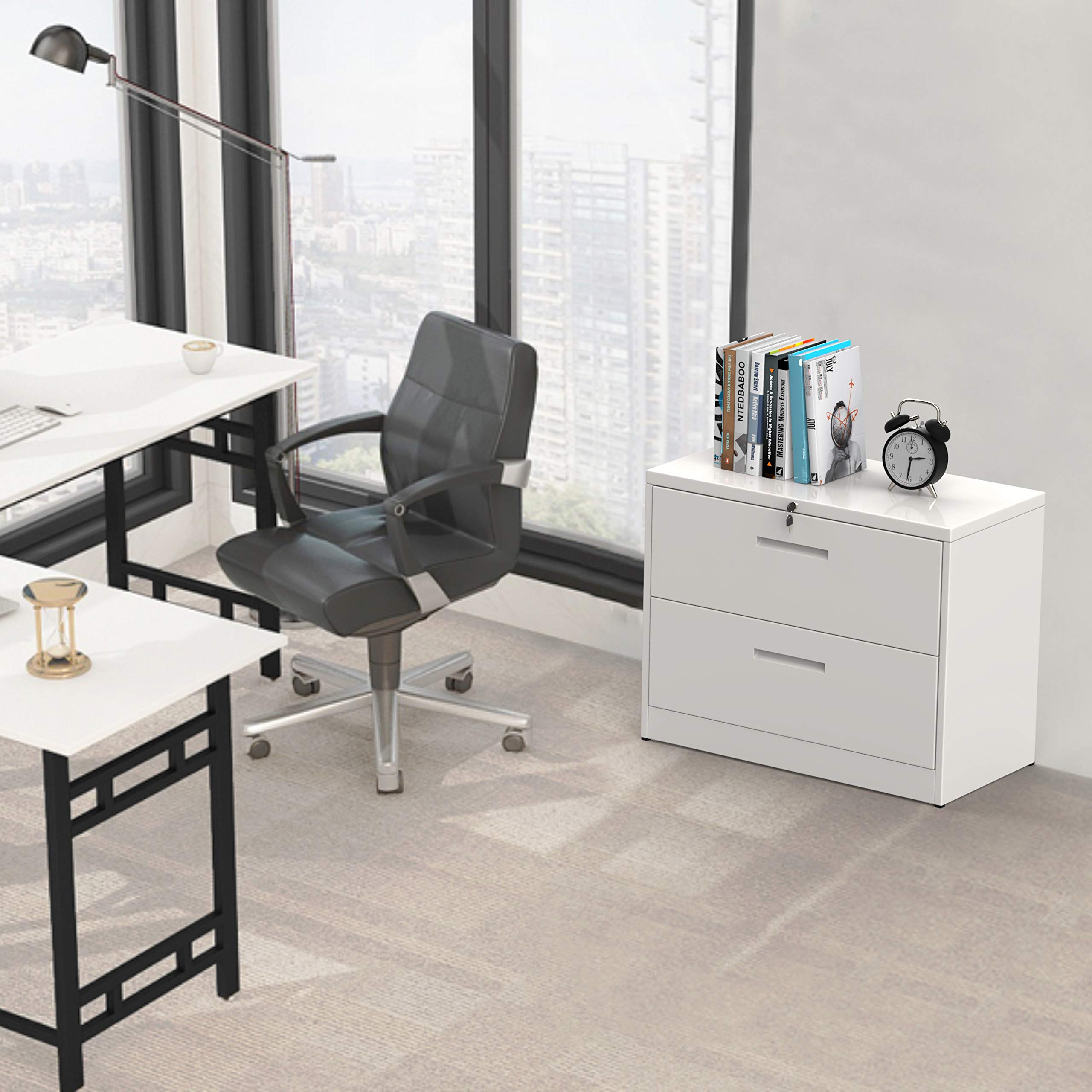 2 Drawers Lateral File Cabinet with Lock, Locking Metal Lateral Filing Cabinet for Home and Office