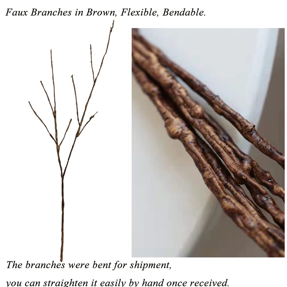 5PCS Artificial Lifelike Curly Willow Branches Decorative Dried Twigs, 25.9 Inches Fake Bendable Sticks Plastic Vines/Stems for DIY Greenery Plants Vases Home Office Party Decoration