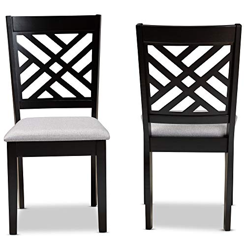 Baxton Studio Fallon Dining Chair Set and Dining Chair Set Grey Fabric Upholstered Espresso Brown Finished Wood 2-Piece Dining Chair Set