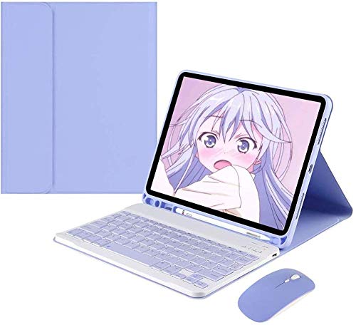 AnMengXinLing iPad Mini 6 (6th Generation) Keyboard Case with Mouse,iPad Mini 2021 Detachable Wireless Bluetooth Keyboard Pencil Holder Slim Leather Smart Cover (iPad Mini 6(8.3 inch), Purple)