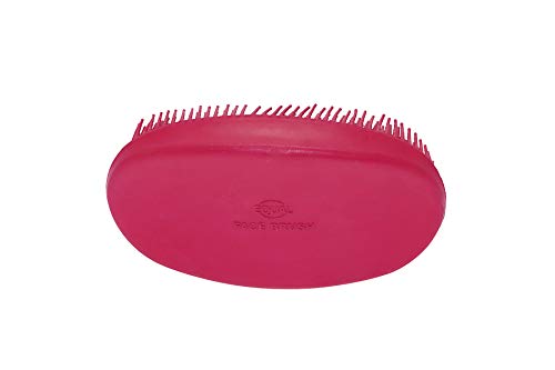 Grewal Equestrian Oval Face Grooming & Bathing Curry Brush for Horses, Dogs, Cats, & Other Pets - Very Soft Bristles (Pink)