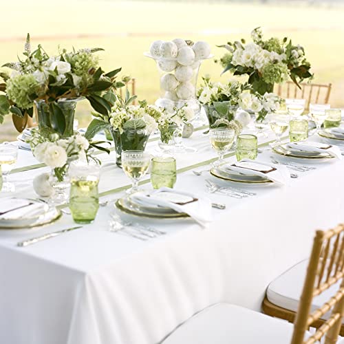 4 Pack 60 x 102 Inch Tablecloth, White Tablecloth for 6 Feet Rectangle Tables, Stain and Wrinkle Resistant Washable Fabric Table Cloth for Wedding Party Dining Table Buffet Parties and Camping
