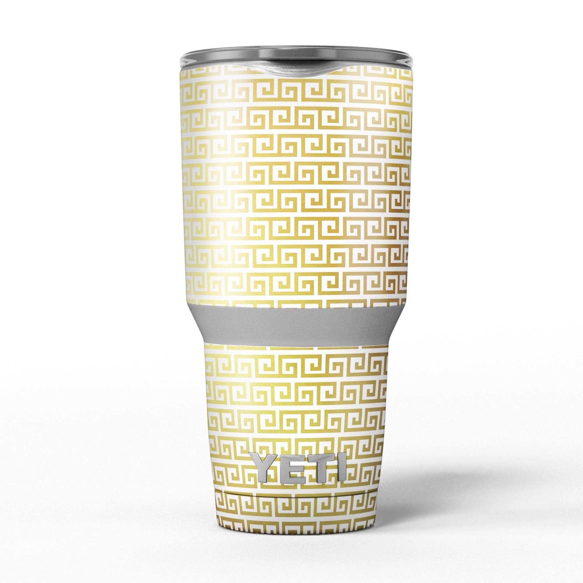 Design Skinz Golden Greek Pattern - Skin Decal Vinyl Wrap Kit Compatible with The Yeti Rambler Cooler Tumbler Cups
