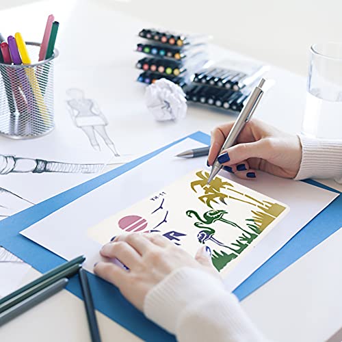 16PC Landscape Painting Stencils, A4 Landscape Journal Stencil, Children Silhouette Stencil Reusable for DIY Card, Window, Wood