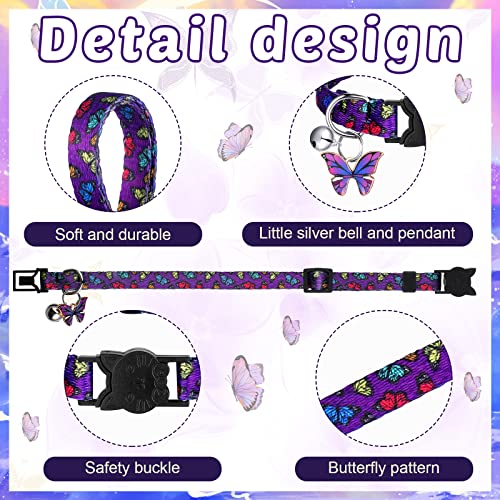 4 Pieces Cat Collars Breakaway with Bell and Pendants Colorful Summer Cat Safety Collar Adjustable Collar for Cats Cute Kitten Collar Set Cat Collar for Pet Kitten Supplies (Cute Style,Medium)
