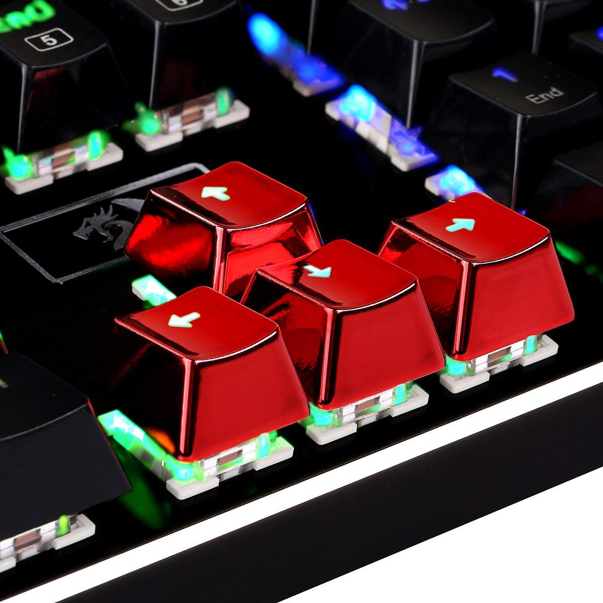 12 Keys PBT Keycaps Backlit Metallic Electroplated Set for Cherry MX Axis Mechanical Keyboard TLT Retail FPS and MOBA Gaming Switch QWER/ASDF/WASD/Direction with Key Puller(Red)