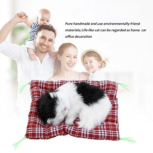 A-Parts Lovely Simulation Animal Doll Plush Cat Toy with Sound Kids Toy Decorations Stuffed Toys Black & White