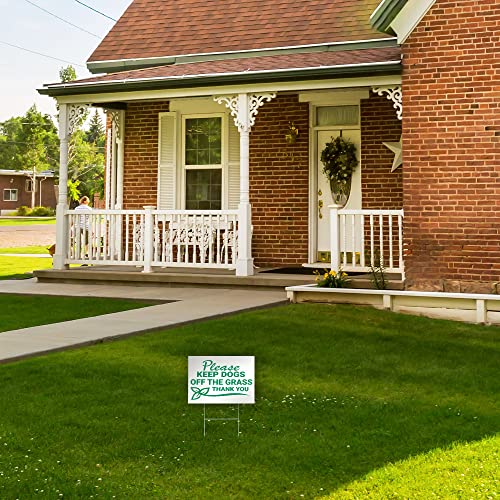 2 PC Please Keep Off Grass Sign with Stake - 8 x 12 Coroplast No Pooping Dog Signs for Yard - Stay Off Grass Sign - Keep Dogs Off Lawn Sign