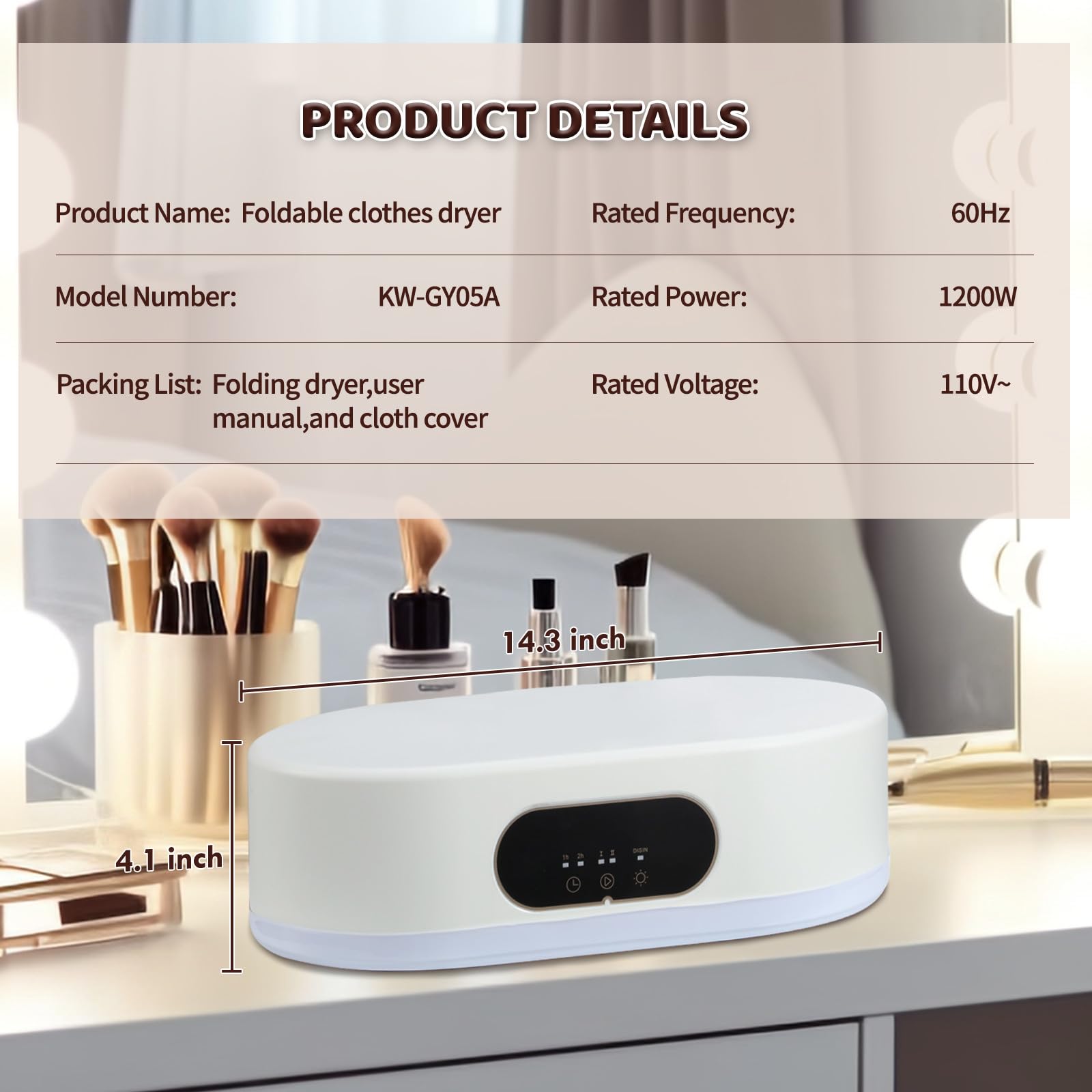 1200W Portable Clothes Dryer - Compact and Convenient Drying Solution for Apartment, Dorm, RV - Easy to Use Mini Dryer with Dryer Bag for Delicate Garments, Underwear, Baby Clothes