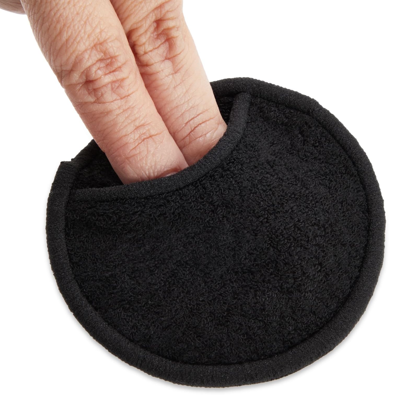Glamlily 16 Pack Reusable Cotton Rounds for Makeup Removal with Bamboo Holder and Mesh Storage Bag (Black)