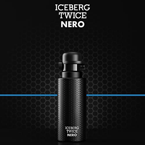 ICEBERG Twice NERO - Exhilarating Personal Fragrance For The Modern Gentleman - Classic EDT Spray Cologne For Men - Vibrant And Fruity Notes Of Mandarin, Mint, Elemi, Cedarwood, And Oakmoss - 4.2 Oz