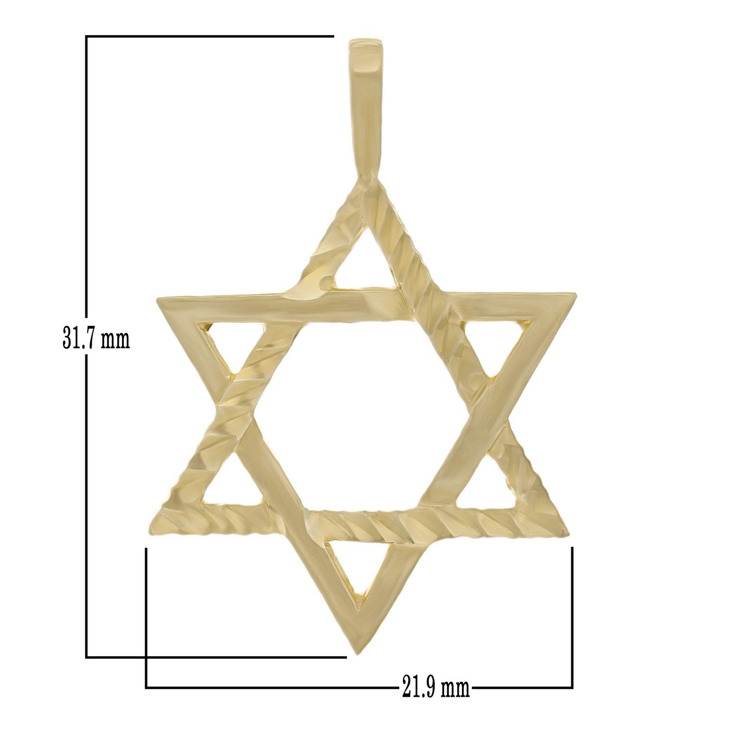 14k Yellow Gold Diamond-Cut Star of David Charm Pendant