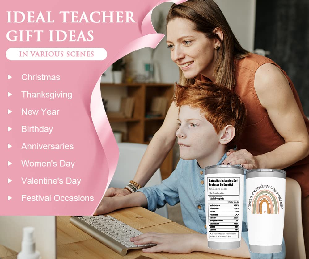 1step2dream Spanish Teacher Gifts Coffee Mug - Se Necesita Un Gran Corazón Para Formar Pequeñas Mentes Cute Idea for Appreciation Week, Thank You, Birthday | 20oz White