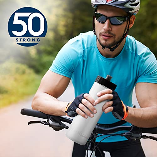 50 Strong Sports Squeeze Water Bottle 2 Pack β 22 oz. BPA Free Easy Open Push/Pull Cap β USA Made (Red)