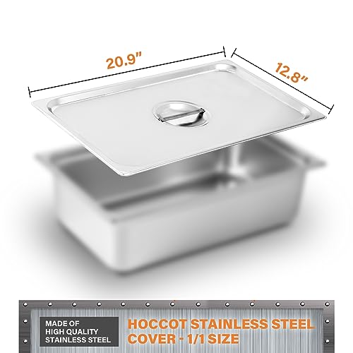 HOCCOT 6-Pack 1/1 Size Stainless Steel Steam Table Lid Full Size Solid Hotel Pan Cover Buffet Pan Lids Roasting Pans Cover with Handle Lid for 1/1 Steam Pan