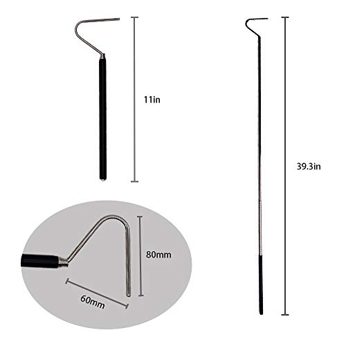 Portable Folding Pocket Stainless Steel Snake Hook, 39.3"Extension, Retractable Snake Hook, Reptile, Small Snake pet Snake Picking and handling Tools