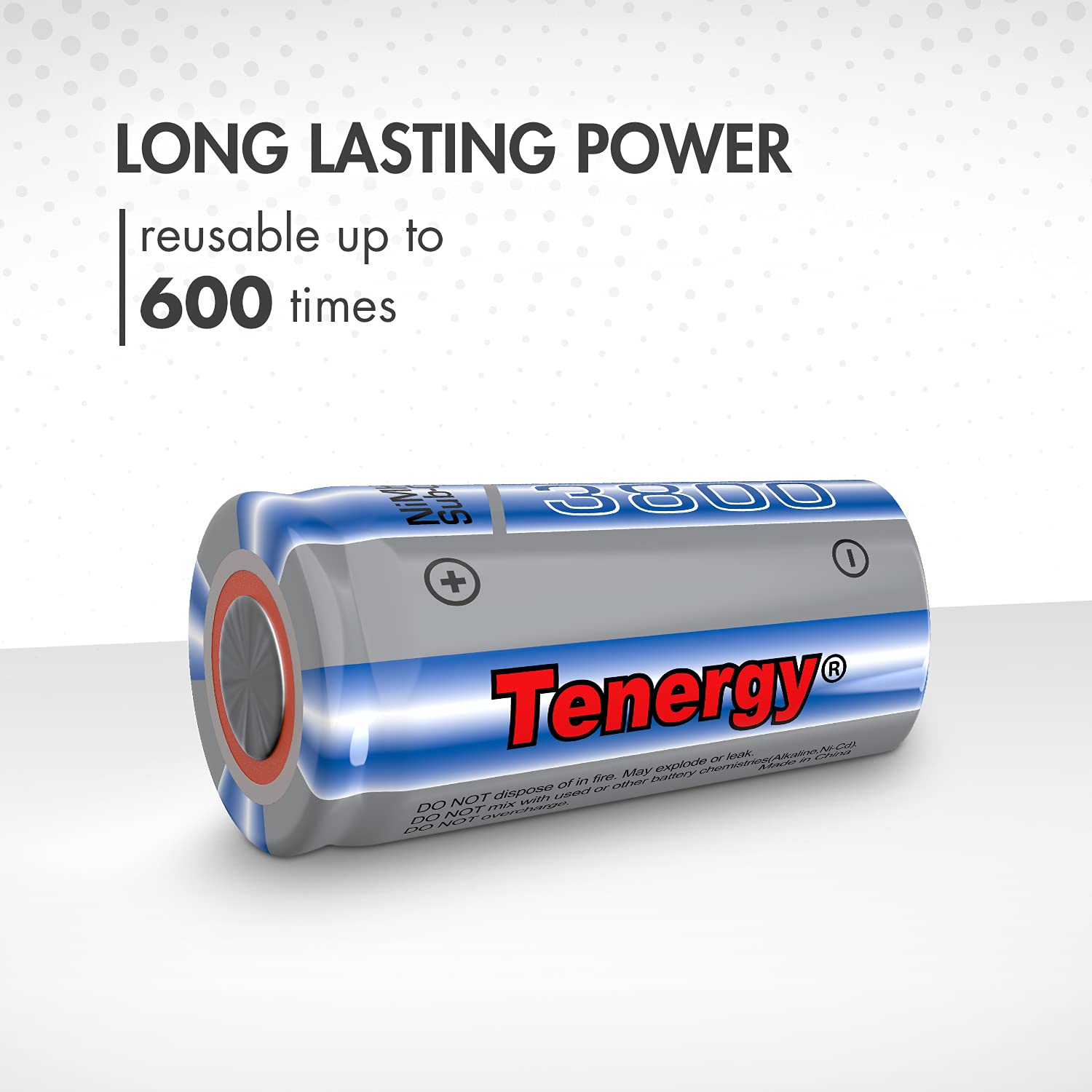 Tenergy NiMH SubC 1.2V 3800mAh Rechargeable Batteries, for Power Tools, 10 Pack