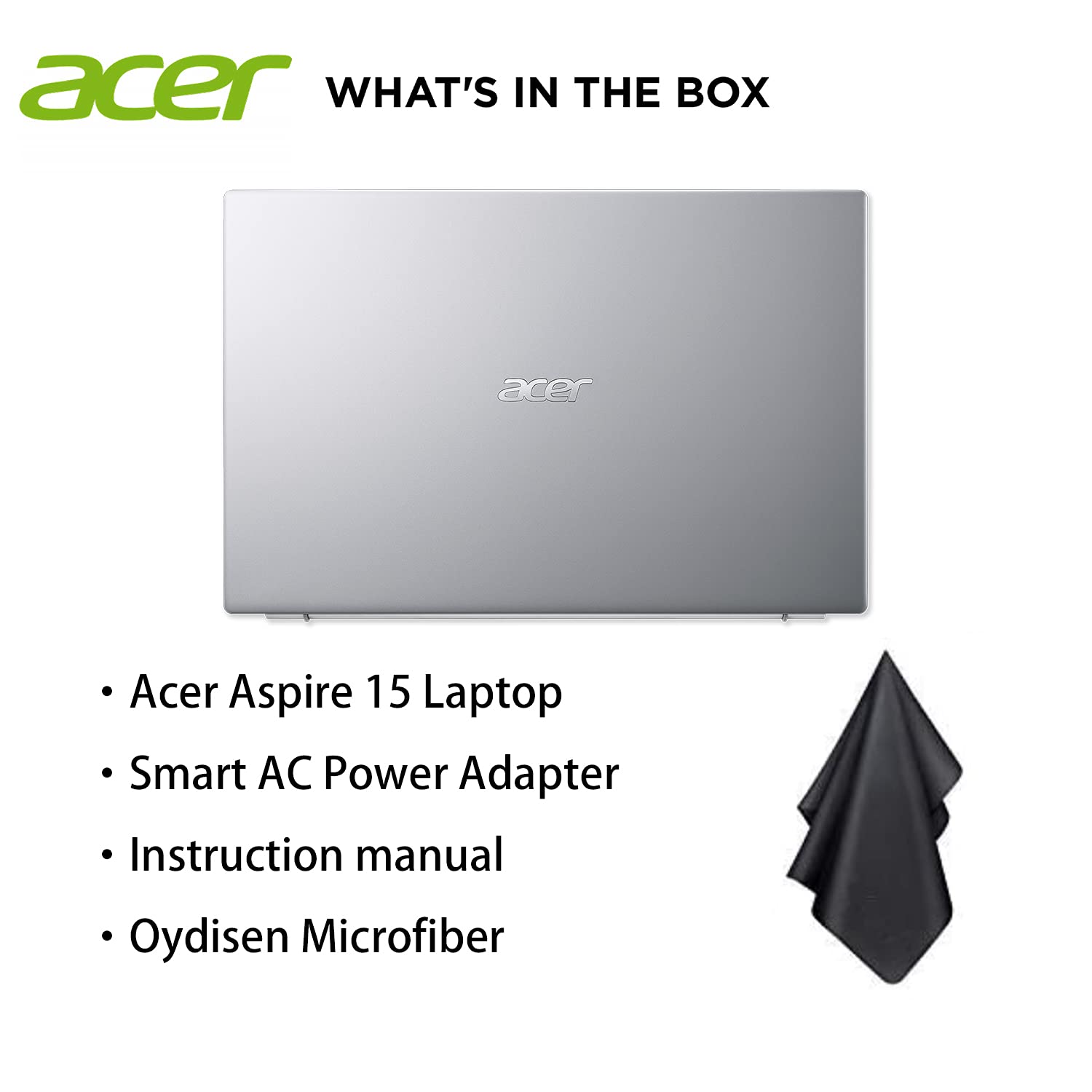 Acer Aspire 15.6-inch FHD Laptop, Intel Celeron Dual-Core N4500 Processor, 8GB RAM, 256GB SSD, Webcam, WiFi, HDMI, Bluetooth, Windows 10, Pure Silver (Renewed)