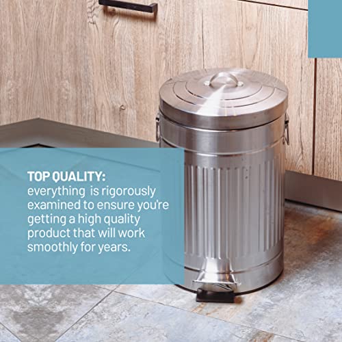 AWENN - Kitchen Garbage Trash Can with Lid and Pedal - Touchless Round Shape Waste Bin - Galvanized Iron Dustbin for Kitchen, Bathroom, Office and Outdoors (3.2 Gallon β 12 Liters)
