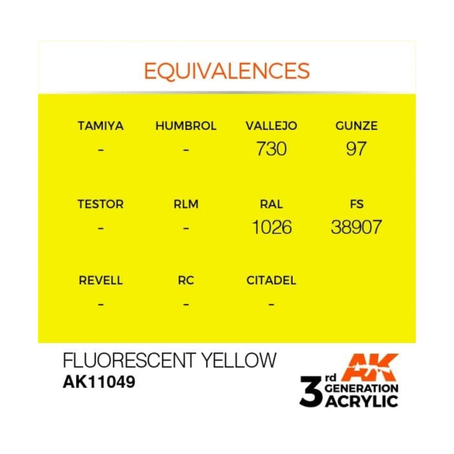 AK Interactive 3rd Gen Acrylic Fluorescent Yellow 17ml
