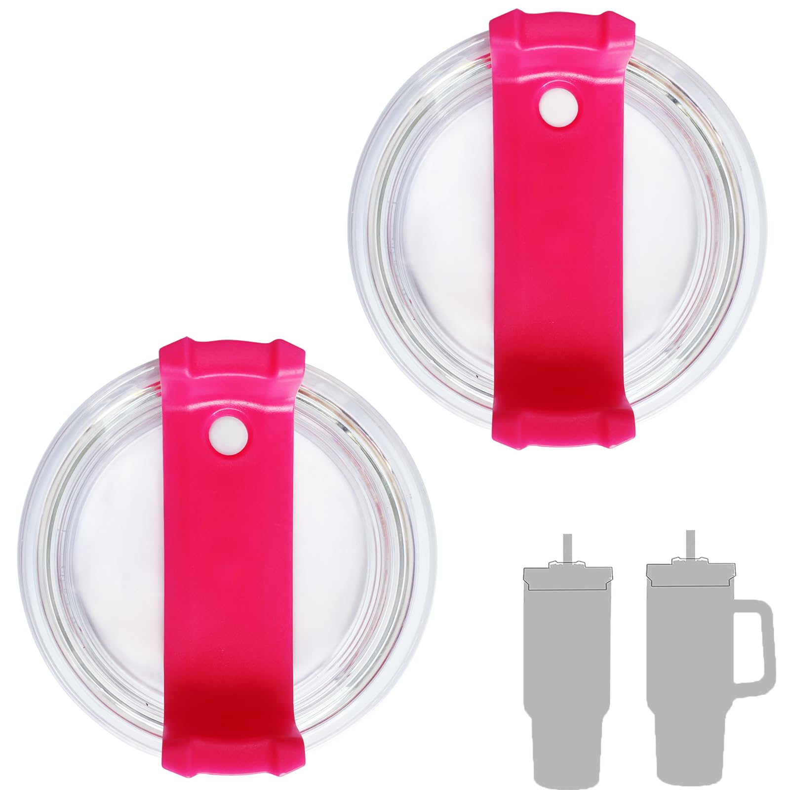 2 Pack 40 OZ Tumbler Lid Compatible for Stanley Quencher, Spill Proof Splash Resistant Stainless Steel Tumbler Covers Fit for Stanley and More Coffee Mugs (Rose, 40oz-1.0)