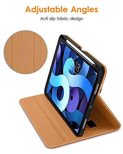 DTTO for New iPad Air 5th/4th Generation Case 2022/2020 with Pencil Holder, Premium Leather Business Folio Stand Cover [2nd Pencil Charging] - Multiple Viewing Angles for iPad Air 10.9", Dark Brown
