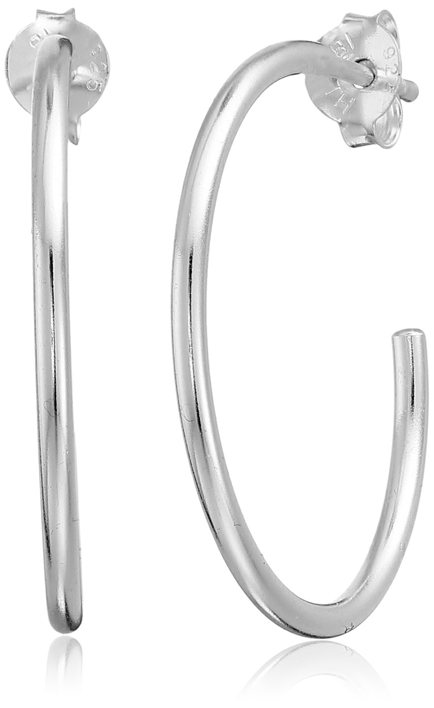Amazon Essentials Sterling Silver Lightweight Polished 35mm C-Hoop Earrings, (previously Amazon Collection)