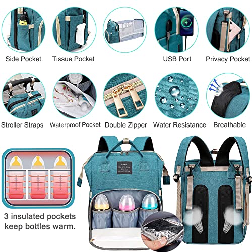 ANWTOTU Diaper Bag with Changing Station,Diaper Bag Backpack,Girl Boy Diaper Bag,Large Capacity,900d Excellent Oxford(Ungrade-Green)