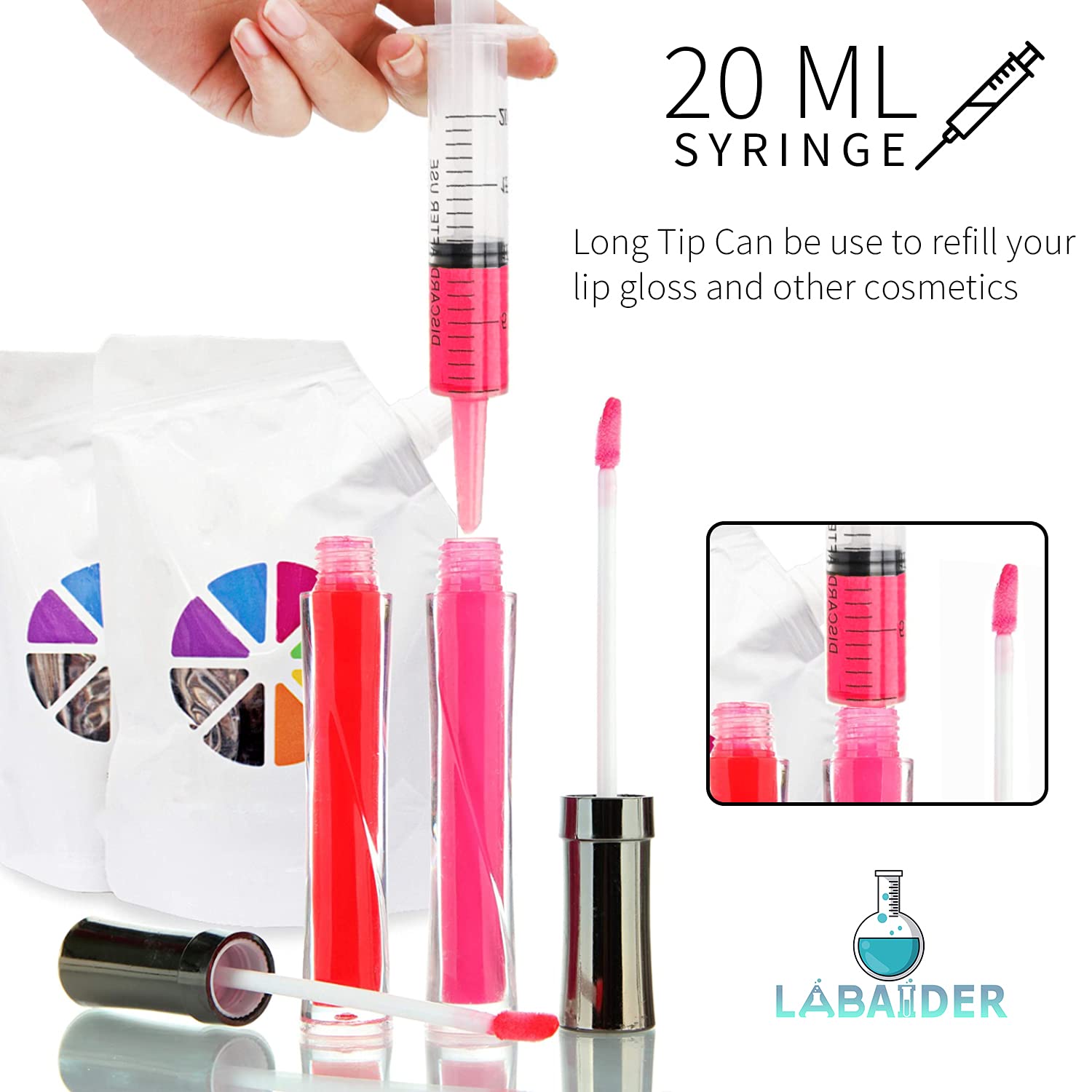 50 Pack 20mL Syringe Catheter Tip with Covers, Large Plastic Syringes for Jello Shots Syringe Party, Liquid, Oral, Feeding Pet, Food, Dispensing- Individually Sterilized Sealed