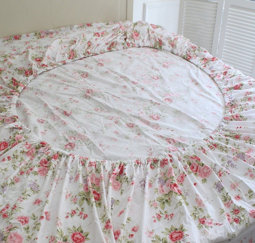 FADFAY 7Pcs Full Size Premium Cotton Rose Floral Duvet Cover Sheets Set,1 Duvet Cover+1 Flat Sheet+1 Fitted Sheet+ 4 Shams
