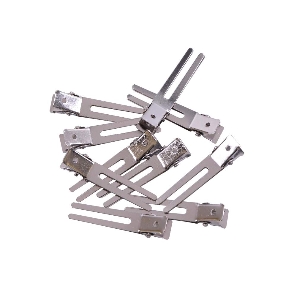 50 Pcs Double Prong Hair Clips Curl Clips 1.77 Inches Metal Alligator Hair Pins Styling Clips for Salon Hair Extensions