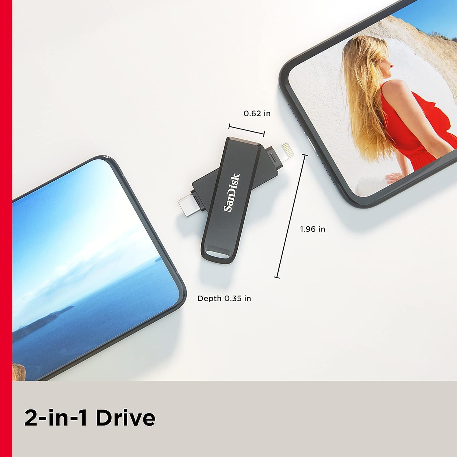 SanDisk 64GB iXpand Flash Drive Luxe - The 2-in-1 USB for iPhone, iPad, and Computer - Thumb Drive with Lightning and USB Type-C Connectors β SDIX70N-064G-GN6NN