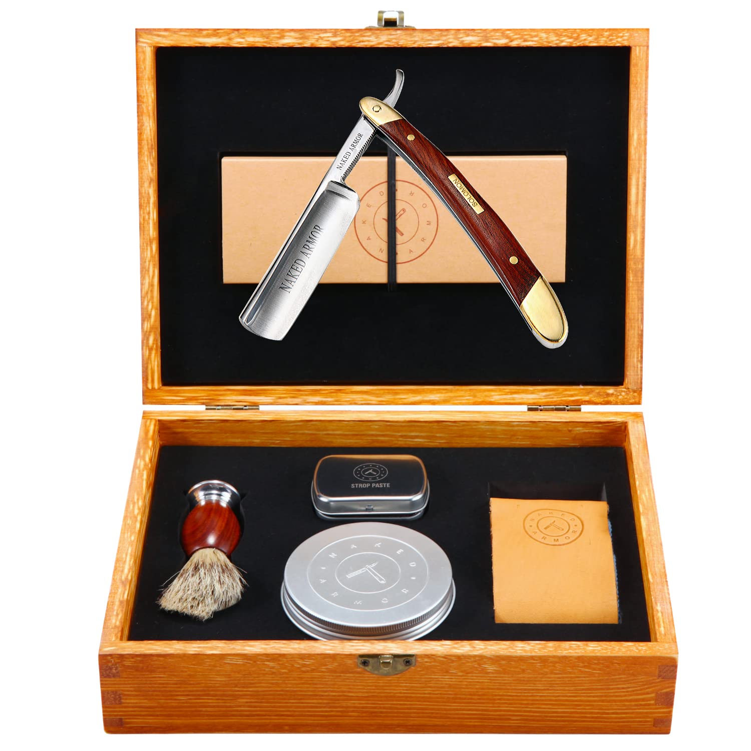 Amazing Naked Armor Straight Razor Kit, Shave-Ready Japanese Steel Blade, Complete Straight Razor Shaving Kit for Men, Straight Razor Beginner Kit, Straight Razors For Men Kit