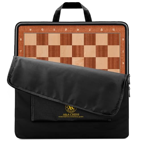A&A 18.875" Professional Wooden Tournament Chess Board/Mahogany & Maple Inlaid /2.0" Squares w/Notation