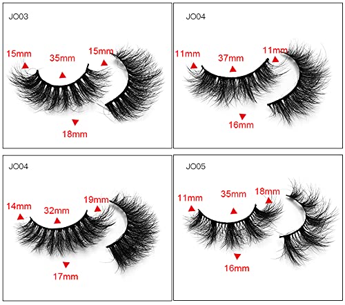 HBZGTLAD 7Pairs 3d Mink Dramatic Volume Lashes Bulk Faux Thick Long Wispy Natural Mink Lashes Pack Short Wholesales Natural False lashes (JO06)