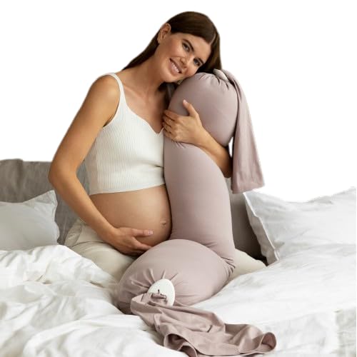 bbhugme Adjustable Pregnancy Pillow – Full Body Support for Side Sleeping - Adjustable Firmness and Shape - Supports Back, Legs, Belly, Hips for Pregnant Women - Removable Cover - Dusty Pink