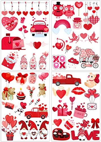 4 Sheets Valentine's Day Rub on Transfer 12 x 16 Inch Rub on Transfers for Crafts Vintage Rub on Transfers for Furniture Valentine's Day Heart Rub on Decals for Valentine's Day Celebration