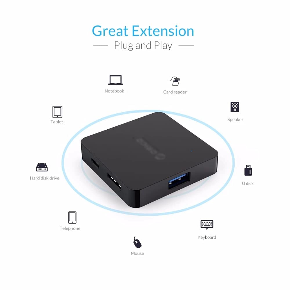 SHYPT Super Speed 4 Port USB HUB 3.0 Portable OTG HUB USB Splitter with Micro B Power Port for MacBook Laptop PC Tablet