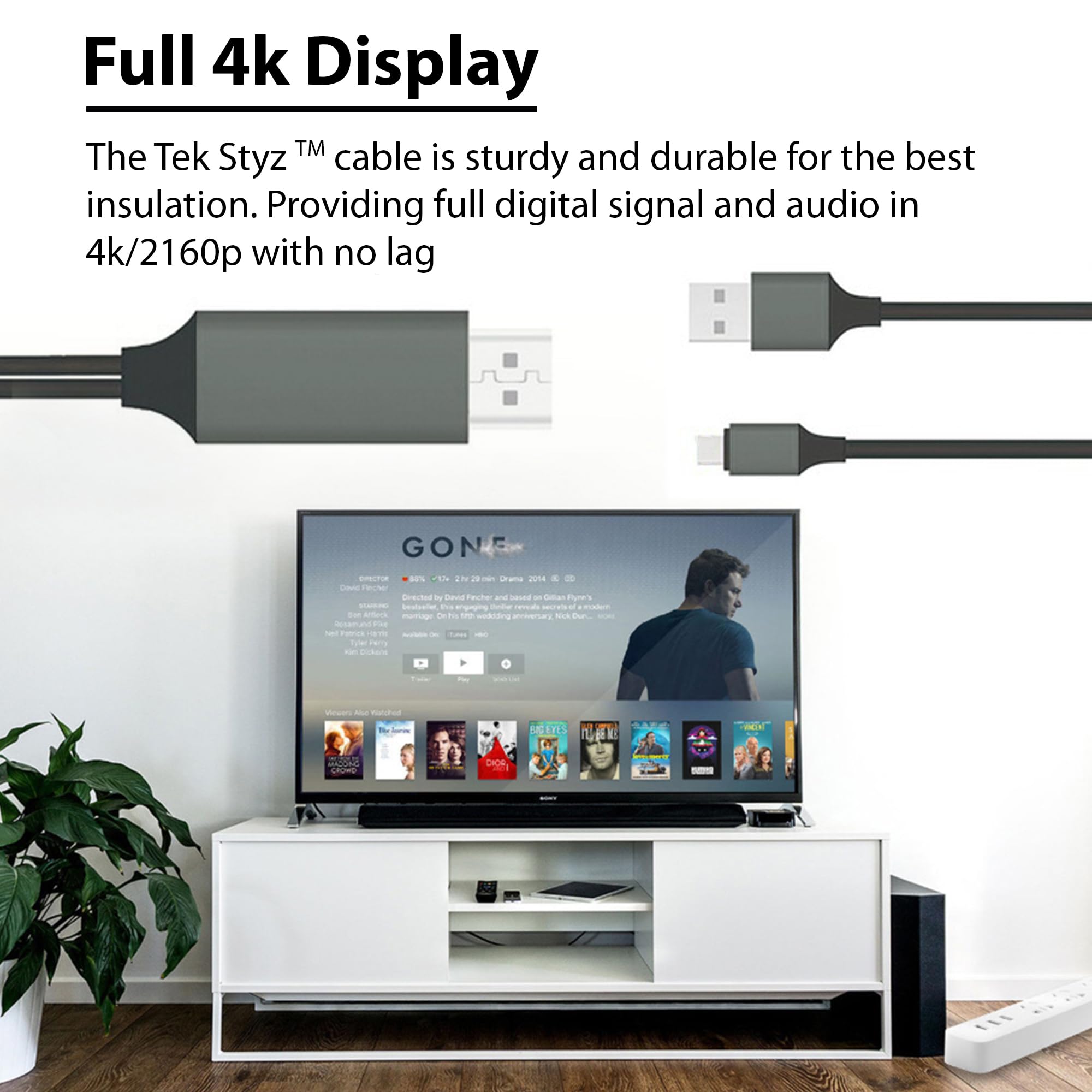 Powered USB-C 4k HDMI Cable Compatible with Samsung SM-A716V Plus USB Charging at Max 2160p@60Hz, 6Ft/2M Cable [Gray, Thunderbolt 3]