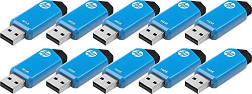 HP 16GB v150w USB 2.0 Flash Drive 10-Pack, Blue