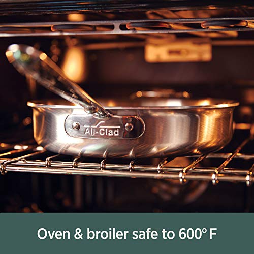 All-Clad D5 5-Ply Stainless Steel Sauce Pan with Lid 3 Quart Induction Oven Broil Safe 600F Pots and Pans, Cookware