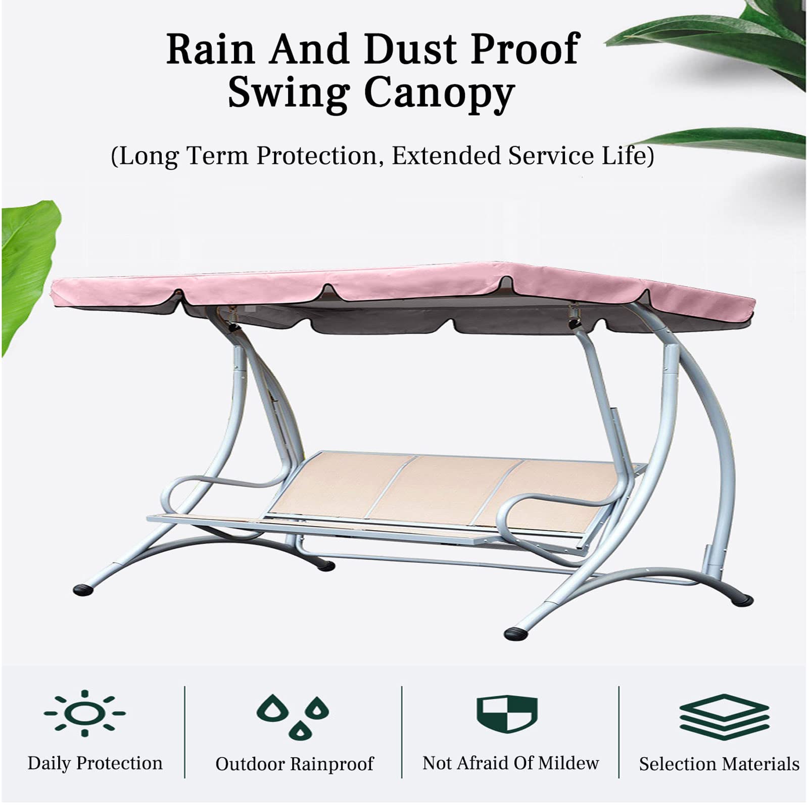 2-3 Seater Swing Canopy Replacement, Dustproof Waterproof Garden Swing Seat Canopy, Rainproof Sun Protection Swing Seat Canopy Replacement for Outdoor Garden Porch Swing (Sky Blue 142 * 120 * 18cm)