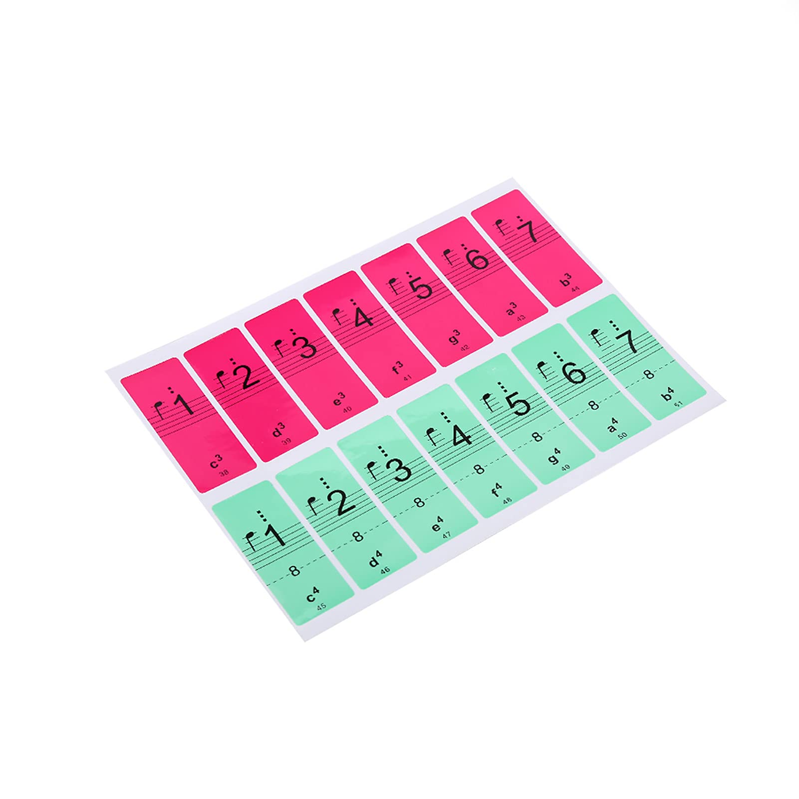2 in 1 Design Piano Beginner Sticker, 2 Color Removable Piano Sticker, for Piano Piano Keyboard(Colorful)