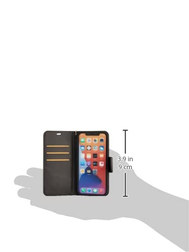 Glow Co., Ltd. iPhone 12 Notebook Type Case with Strap, Black, Tempered Glass & Stylus Pen Included 407-1-03